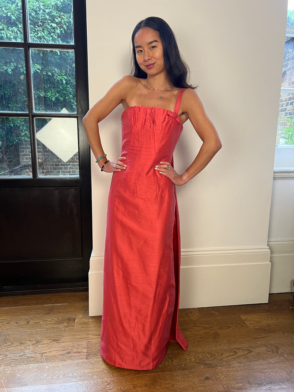 1960s Frank Usher Coral Silk Asymmetrical Evening Dress – CIRCA VINTAGE