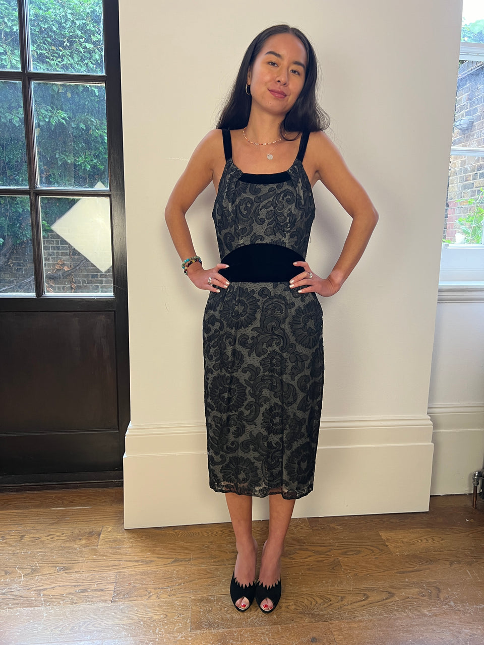 1960s John Cavanagh Black Lace and Velvet Couture Cocktail Dress ...