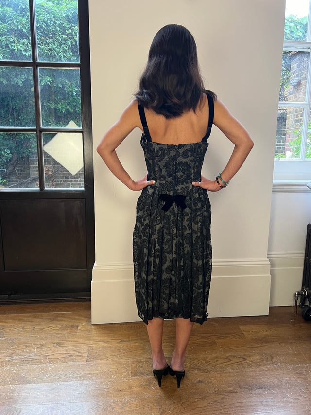 1960s John Cavanagh Black Lace and Velvet Couture Cocktail Dress ...