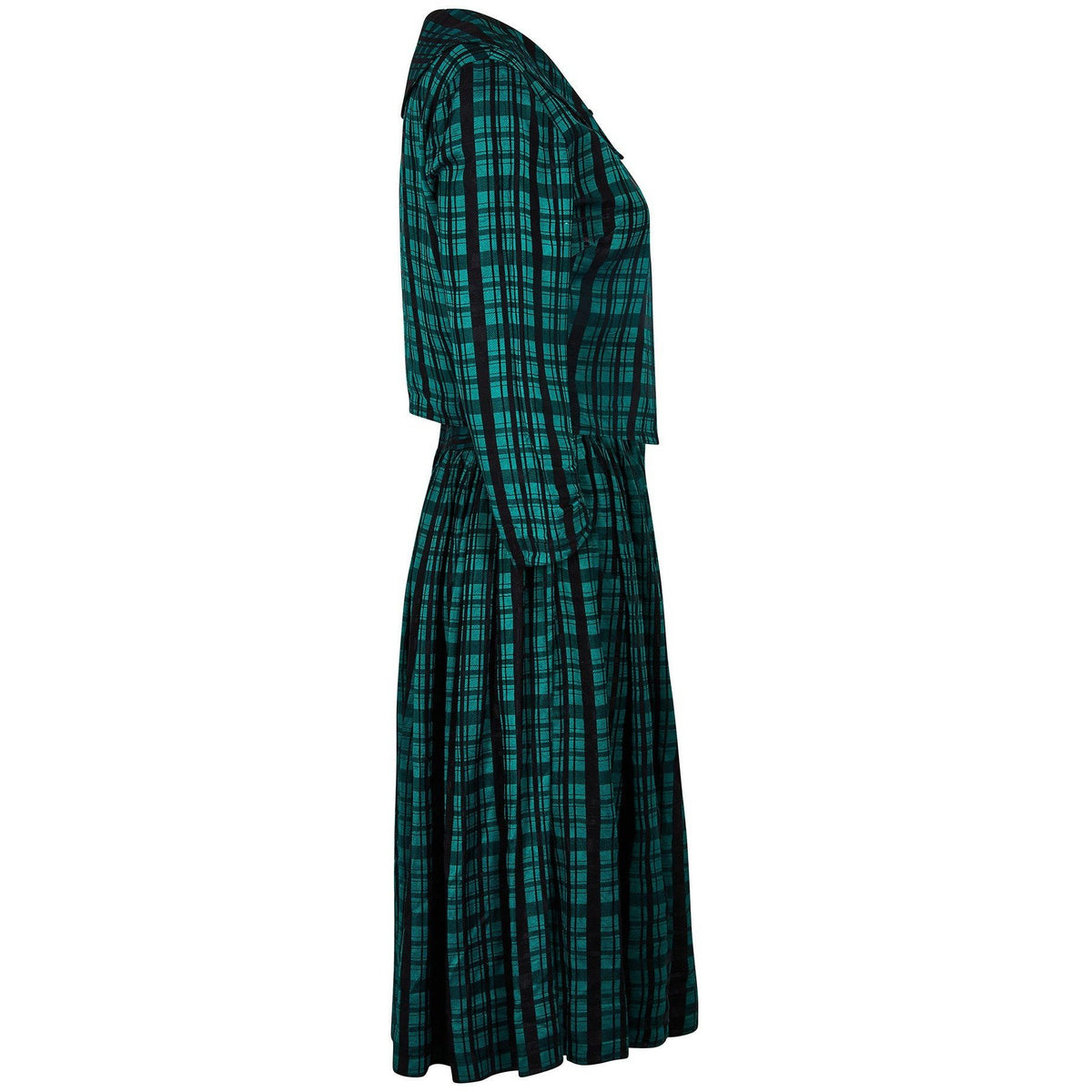 ARCHIVE - 1950s Green and Black Plaid Pattern Dress and Jacket